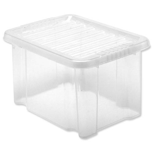 5 Star Office Storage Box Plastic with Lid Stackable 24 Litre Clear ...