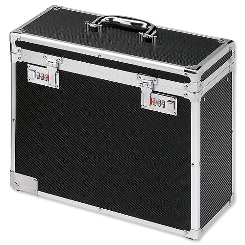 Personal Filing Case Robust Lockable A4 Black and Chrome - 67160195 ...